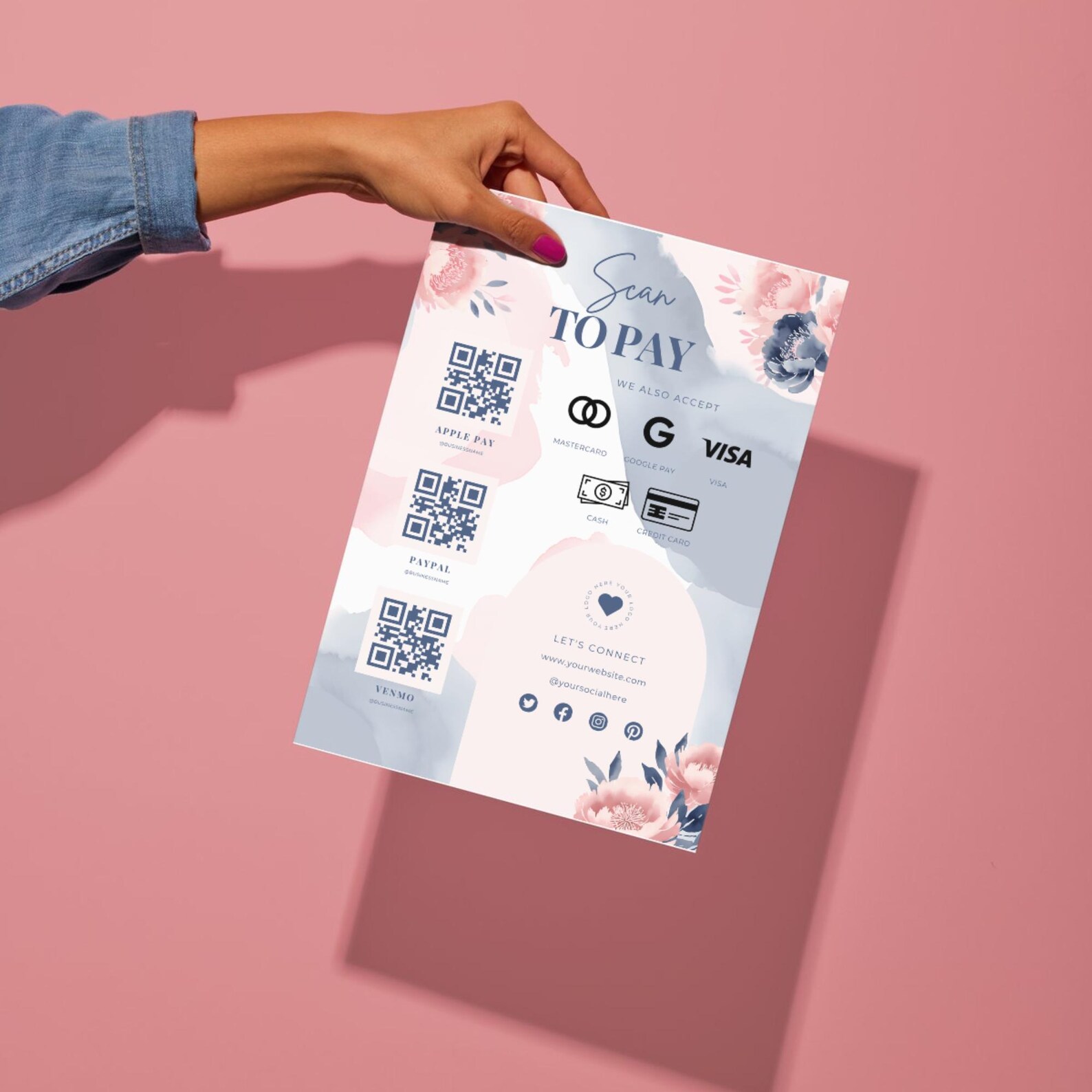 Elegant QR Code Pay Sign Template Perfect for Market Booths Stylish ...