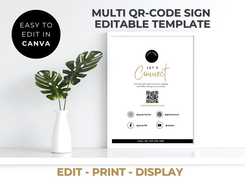Interactive Scan to Connect Sign, Personalized QR Code Social Media ...