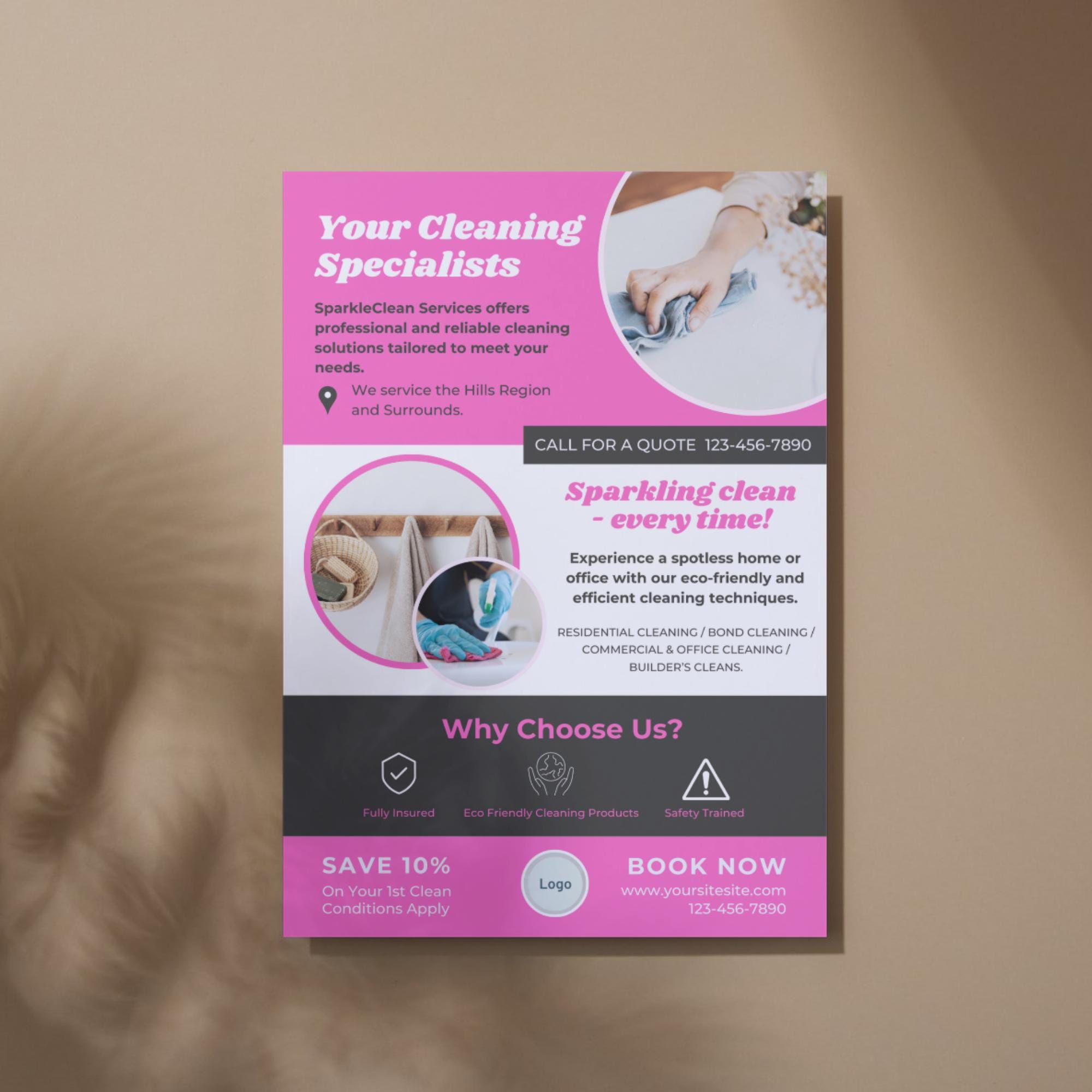 Pink Cleaning Business Flyer Templates, Home and Office Cleaner ...