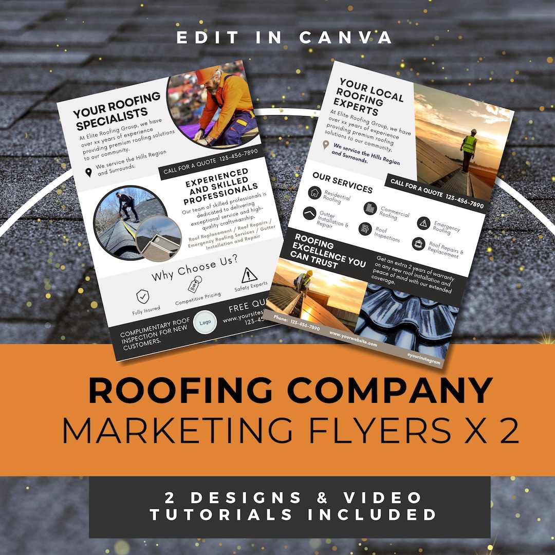 Roofing Business Flyer Template, Roof Repair DIY Pamphlet, Roofing ...