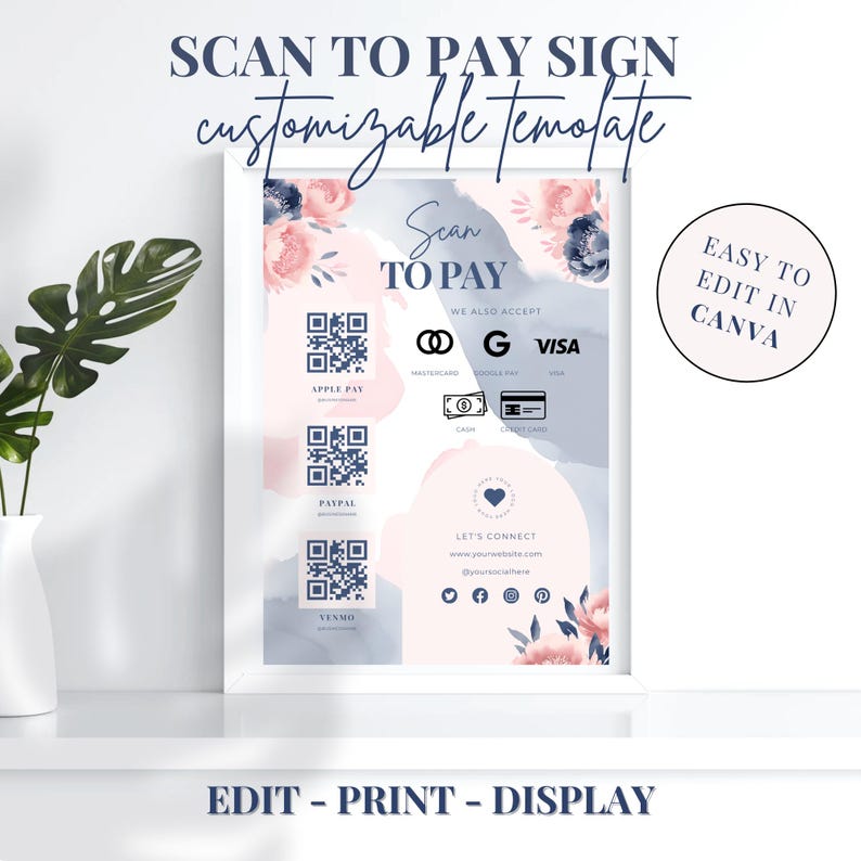 Elegant QR Code Pay Sign Template - Perfect for Market Booths - Stylish ...