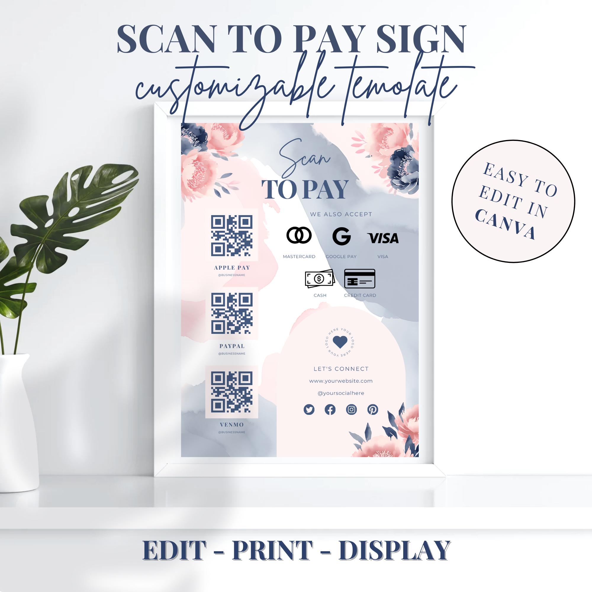 Elegant QR Code Pay Sign Template - Perfect for Market Booths - Stylish ...