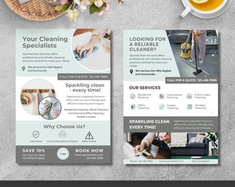 Cleaning Business Flyers Template, Home and Office Cleaner Pamphlet ...