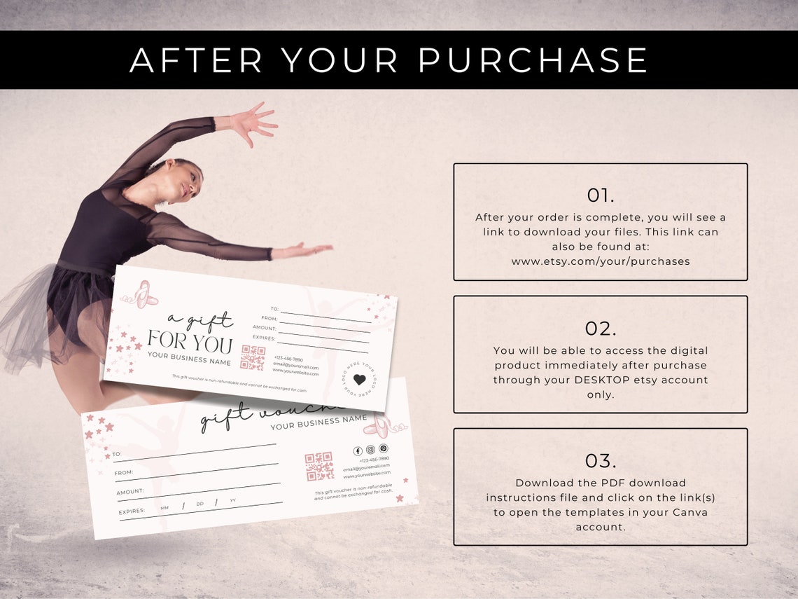 Dance Studio Gift Voucher Templates, DIY Ballet Gift Certificates ...