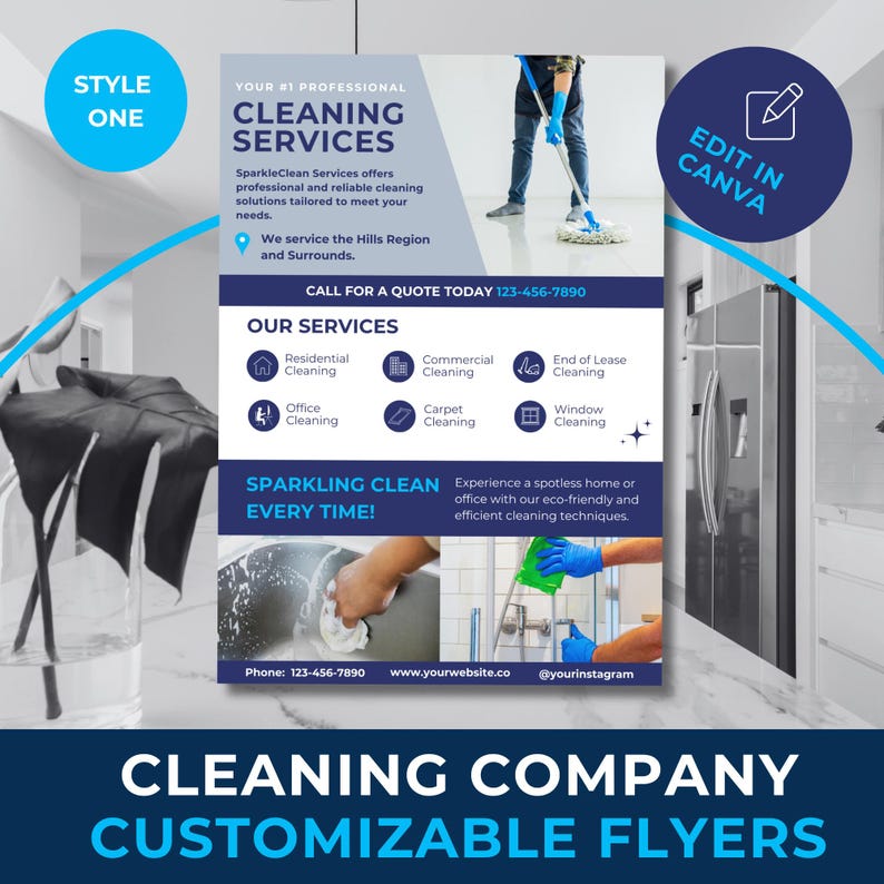 Blue Cleaning Business Flyer Templates, Home and Office Cleaner ...