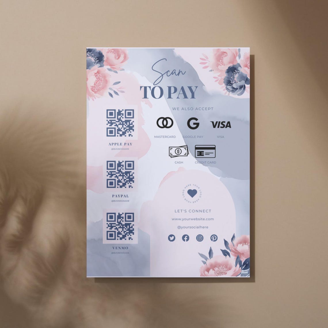 Elegant QR Code Pay Sign Template - Perfect for Market Booths - Stylish ...