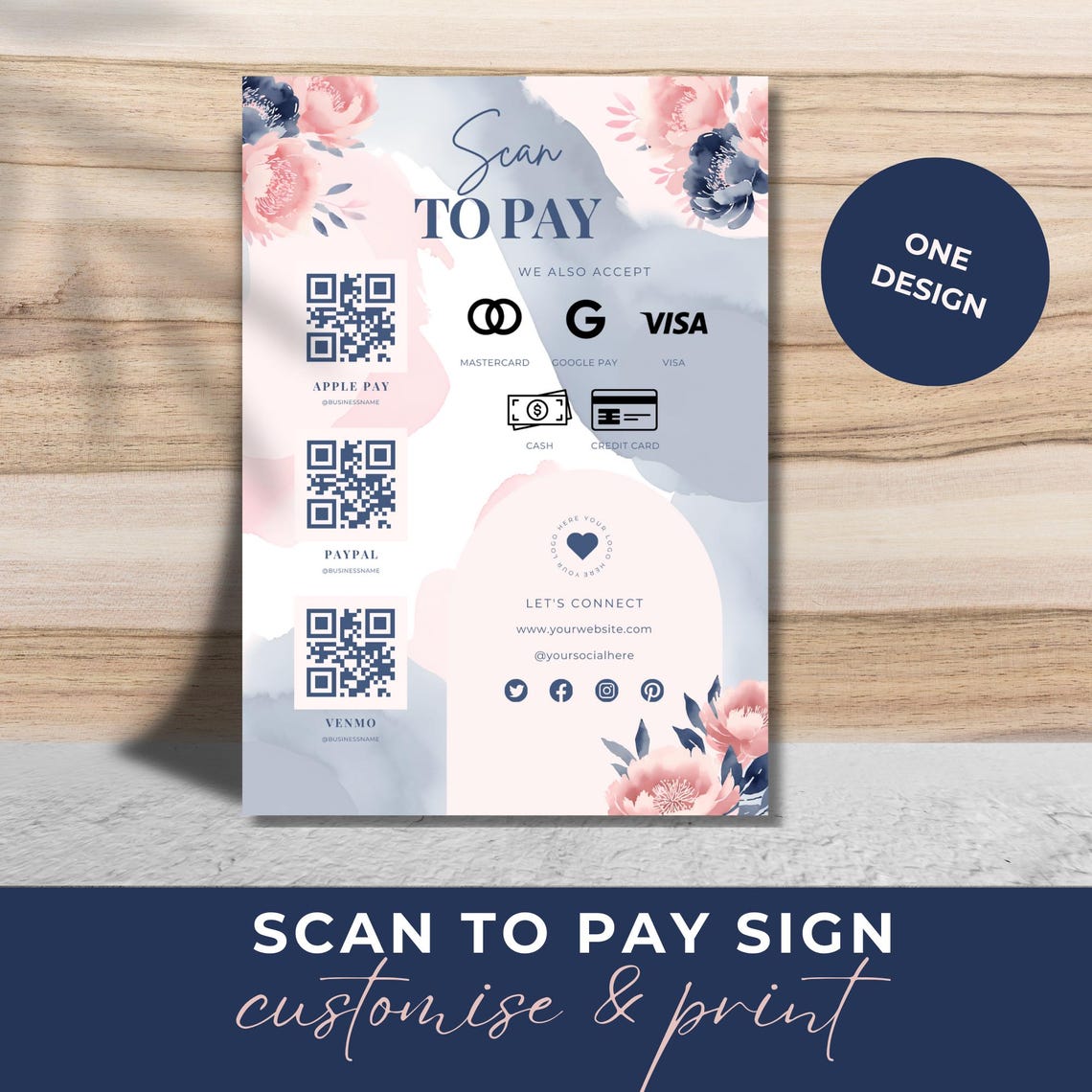 Elegant QR Code Pay Sign Template Perfect for Market Booths Stylish ...