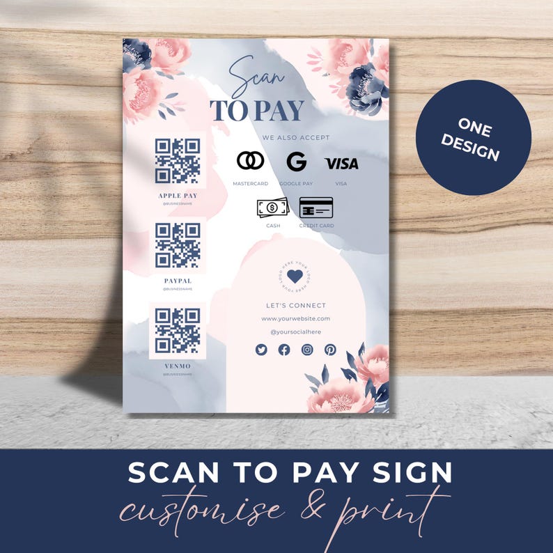 Elegant QR Code Pay Sign Template - Perfect for Market Booths - Stylish ...