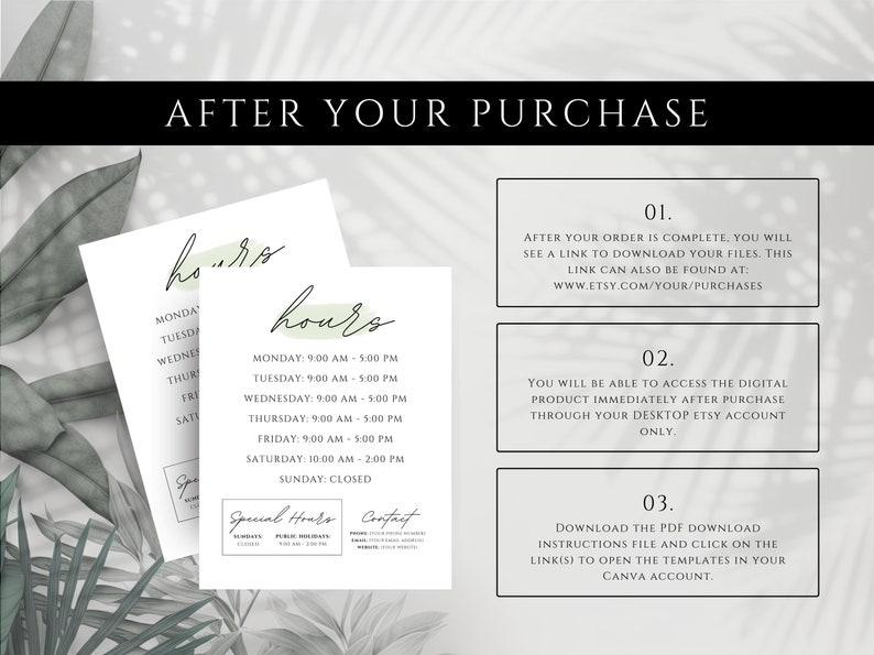 Business Hours Canva Template - DIY Printable Opening Hours Sign ...