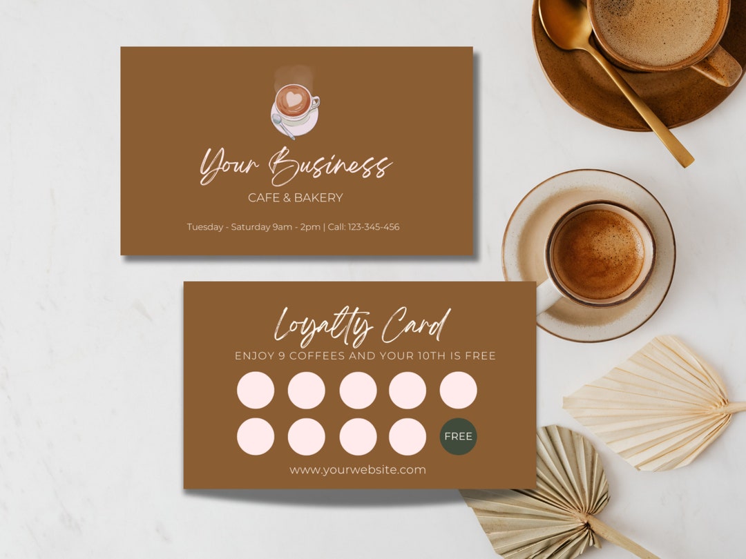 Coffee Shop Loyalty Card Template - INSTANT DOWNLOAD - DIY Printable ...