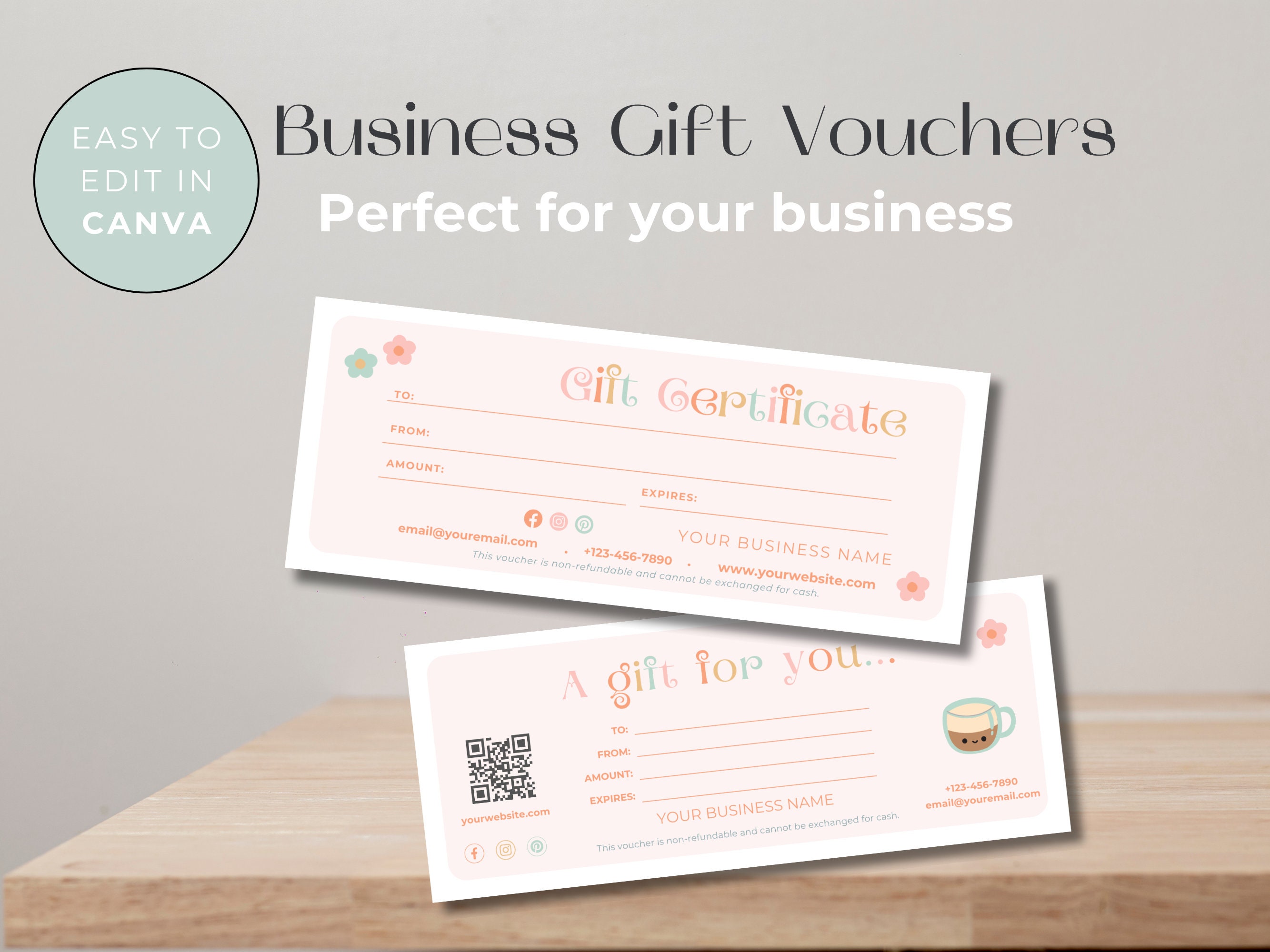 Cafe Gift Voucher Template - INSTANT DOWNLOAD - DIY Printable Cafe Gift ...