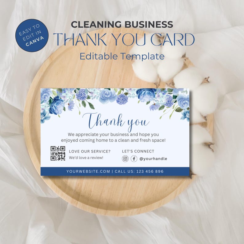 Cleaning Business Thank You Cards, Printable Cleaner Thank You Cards ...