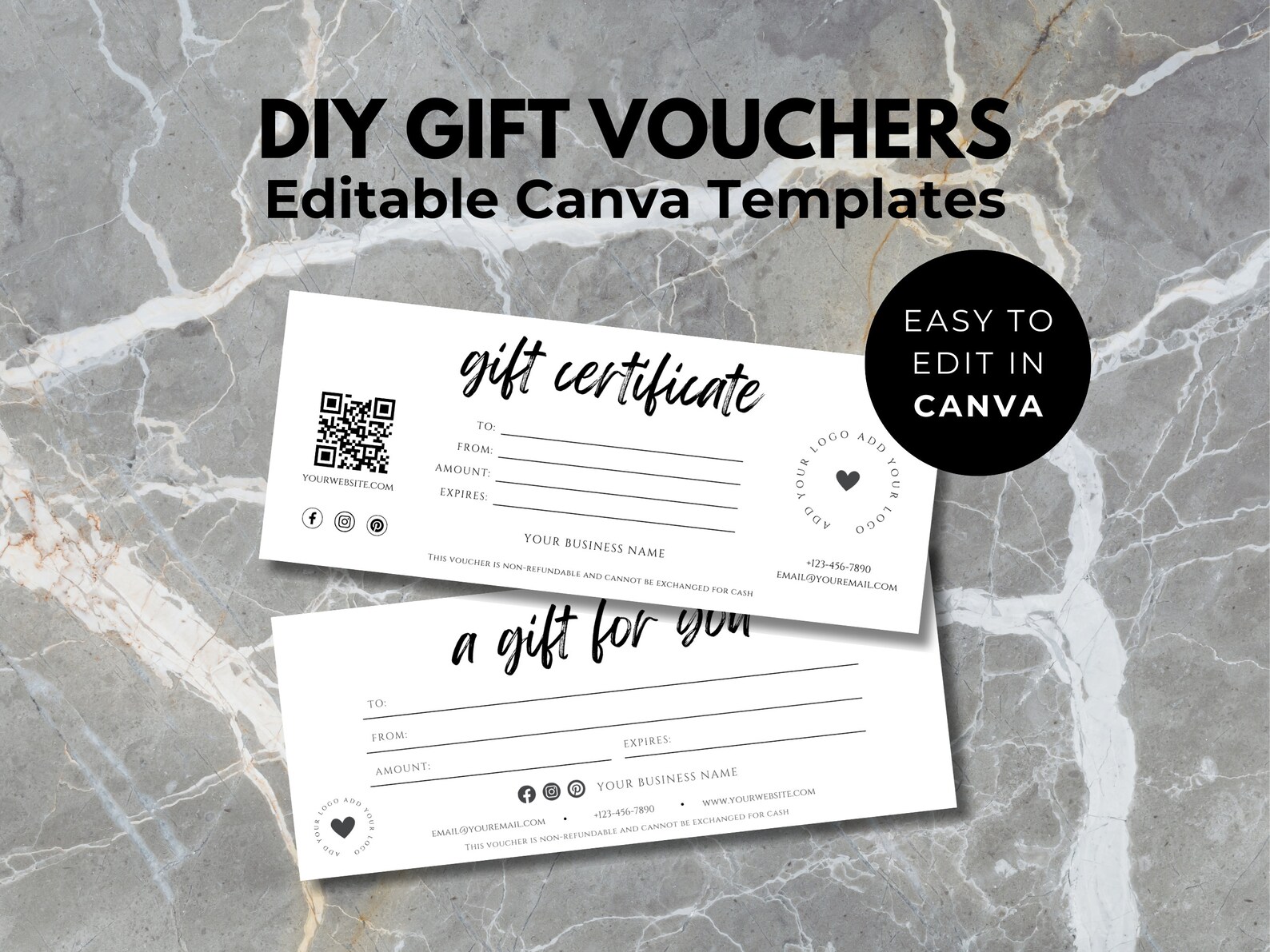 Modern Gift Voucher Canva Templates, DIY Printable Elegant Gift ...