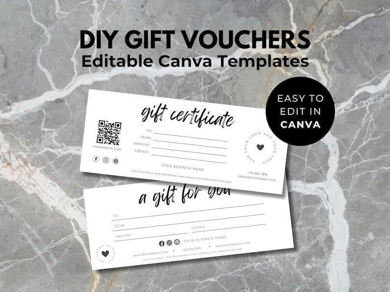 Modern Gift Voucher Canva Templates, DIY Printable Elegant Gift ...