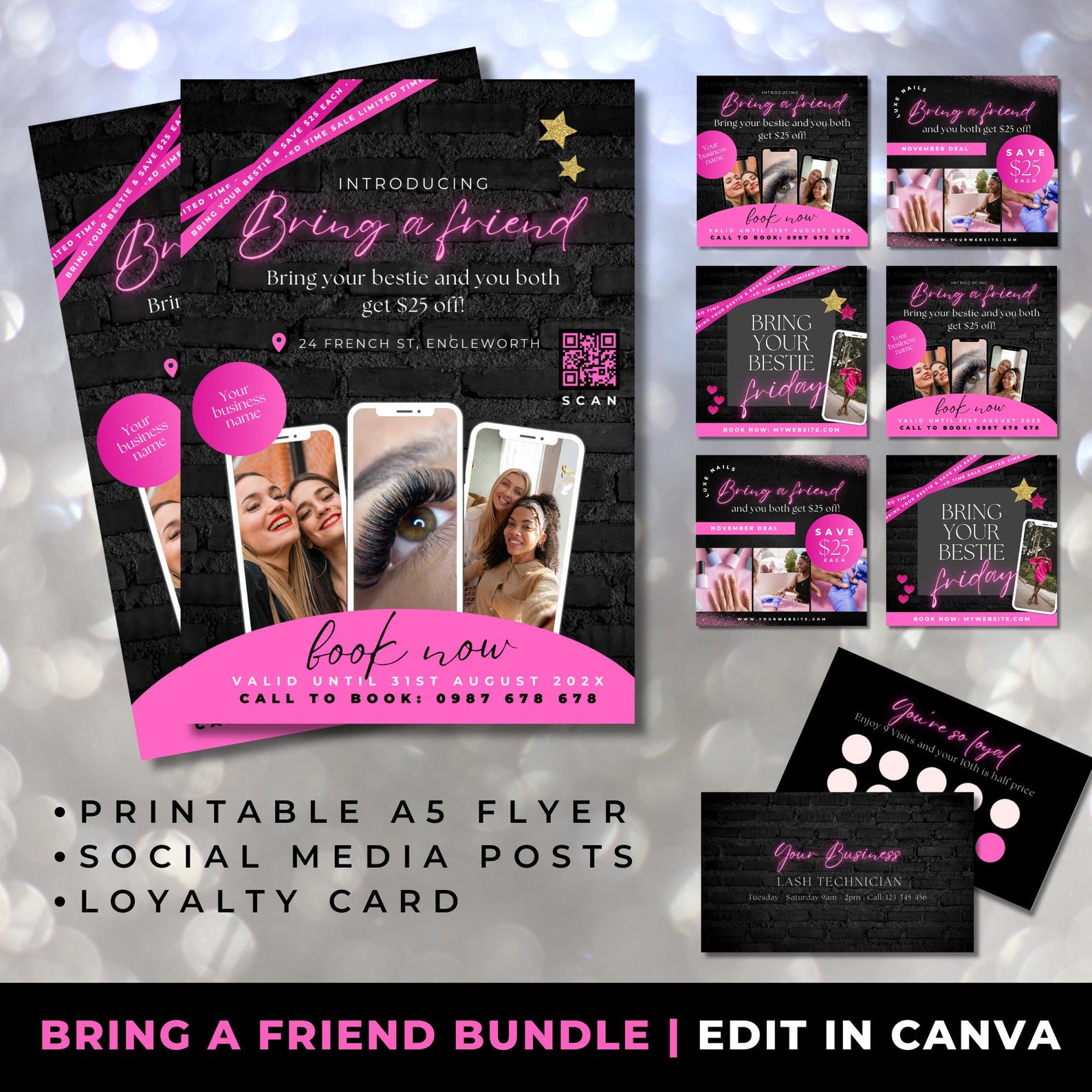 Bring A Friend Flyer & Social Media Posts, Bring Your Bestie Deal Flyer ...