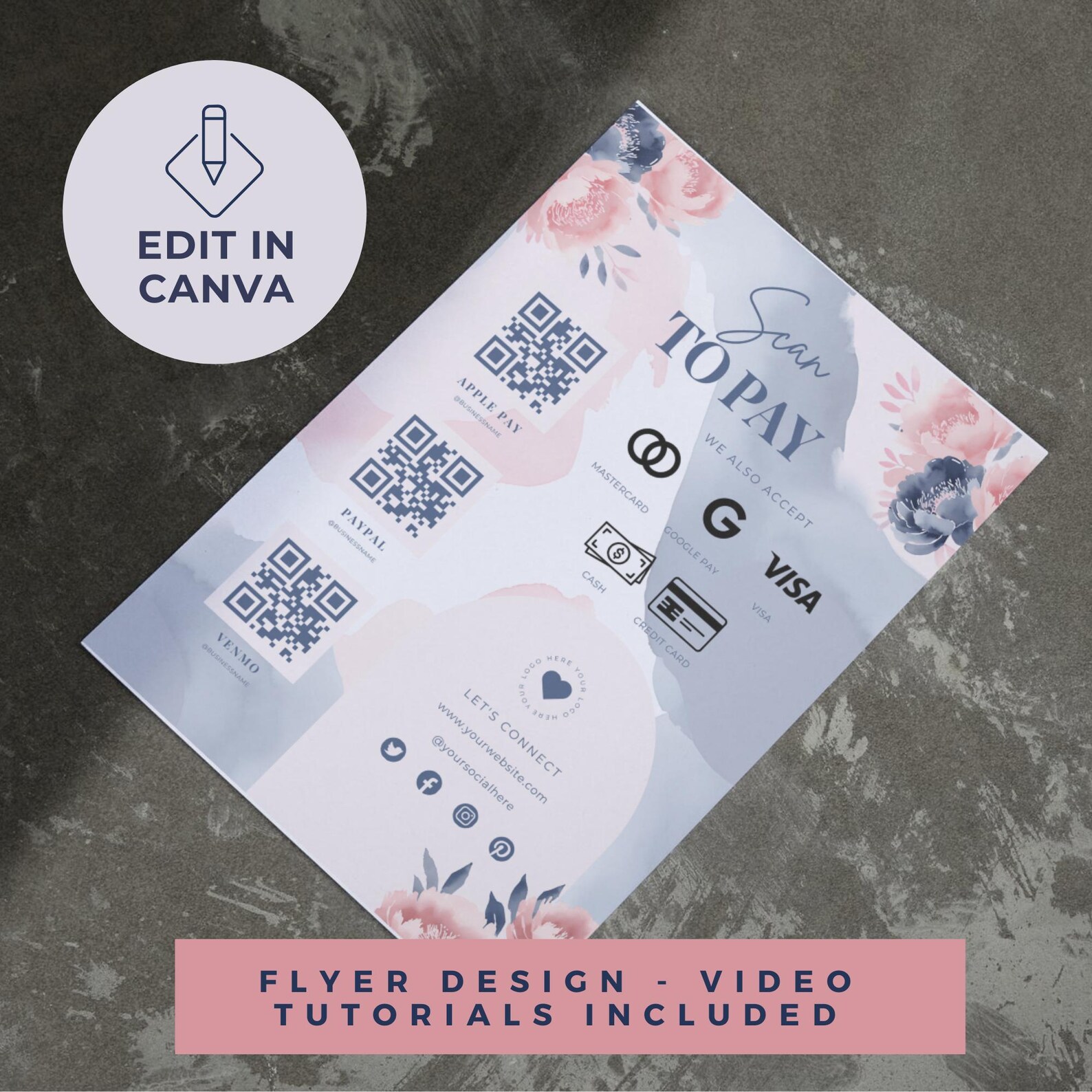 Elegant QR Code Pay Sign Template - Perfect for Market Booths - Stylish ...