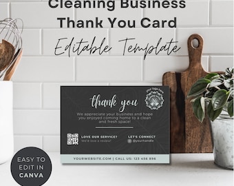 Cleaning Business Thank You Card Template: Editable Postcard (digital ...