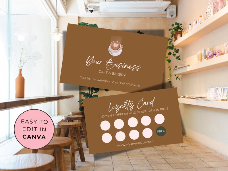 Coffee Shop Loyalty Card Template - INSTANT DOWNLOAD - DIY Printable ...