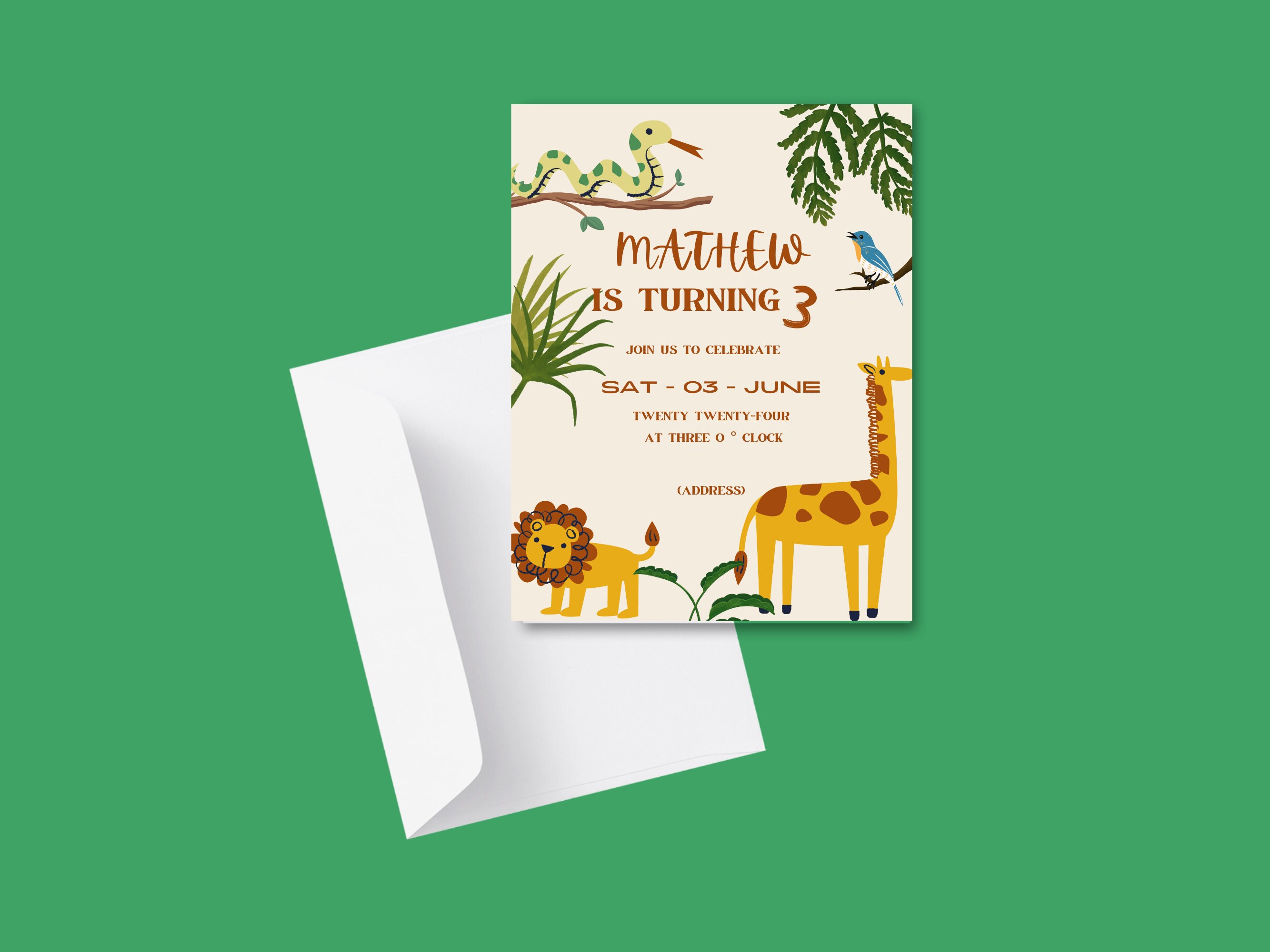 Wild Animals Birthday Invitation, Custom Birthday Invite, Digital ...