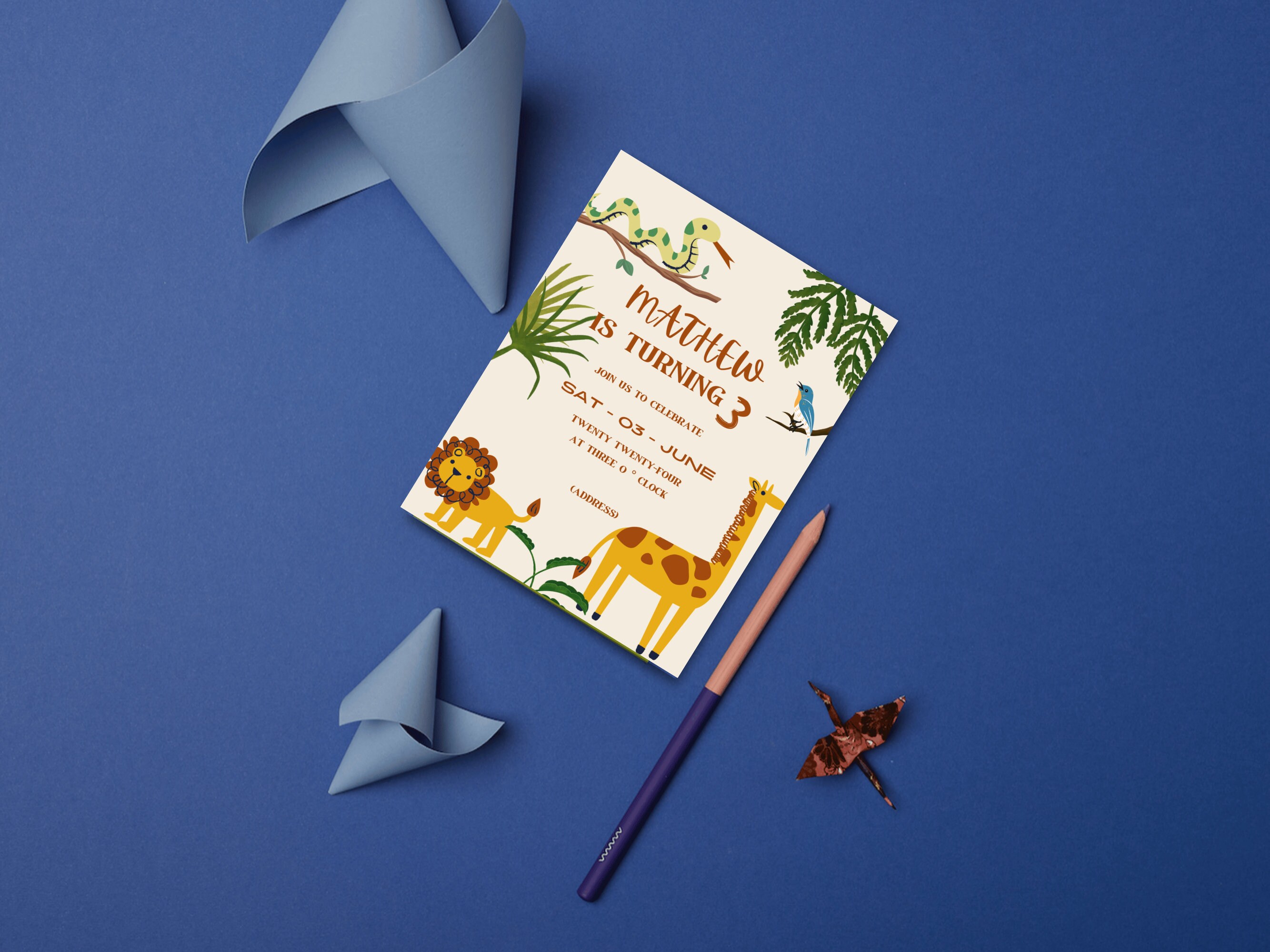 Wild Animals Birthday Invitation, Custom Birthday Invite, Digital ...