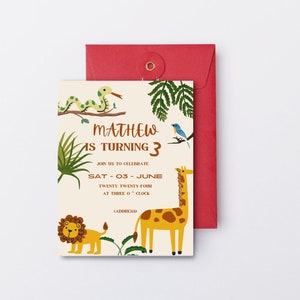 Wild Animals Birthday Invitation, Custom Birthday Invite, Digital ...