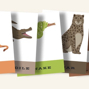 20 Safari Animals Flash Cards, Forest Animals, Preschool Learning ...