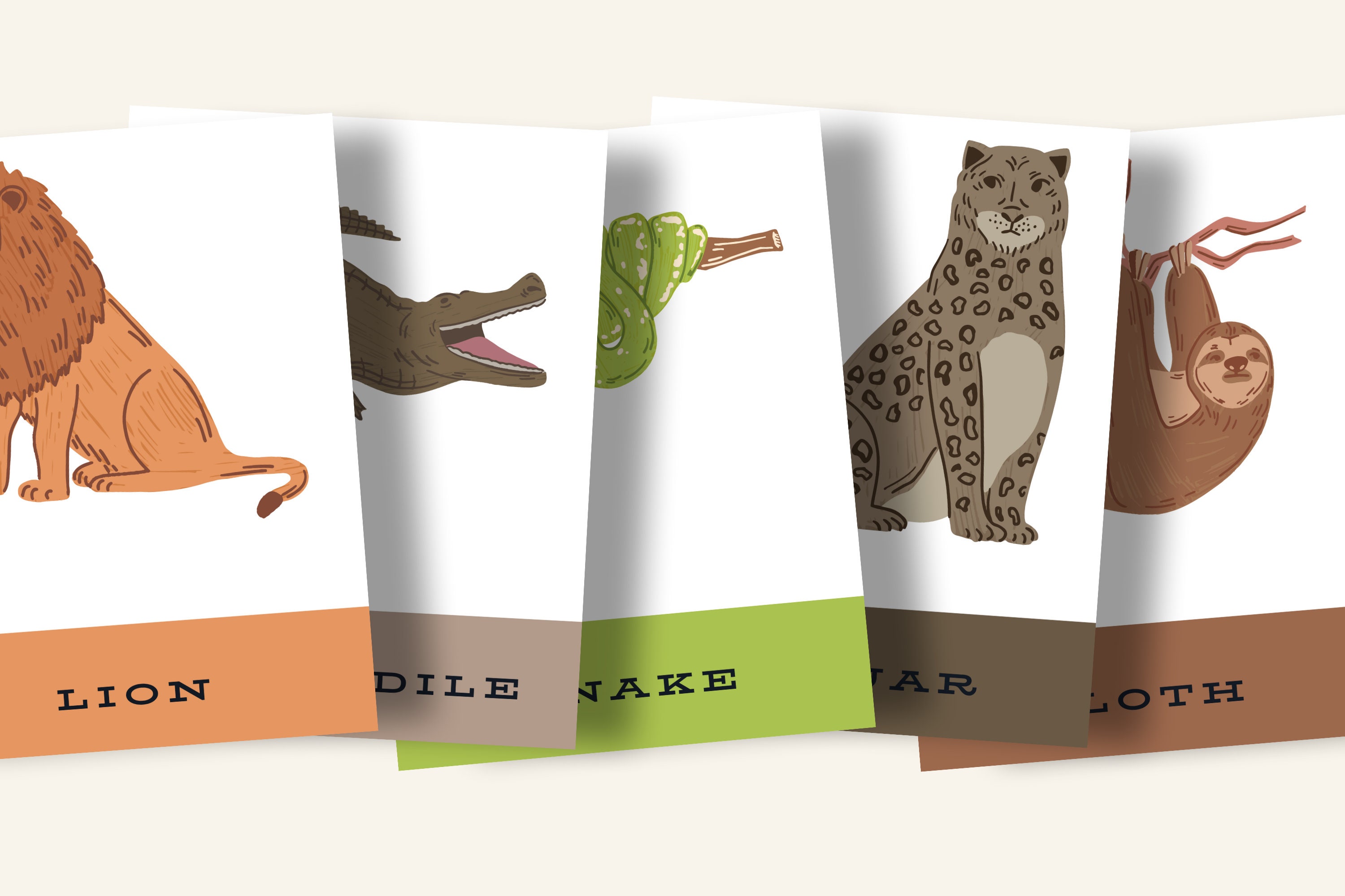 20 Safari Animals Flash Cards, Forest Animals, Preschool Learning ...
