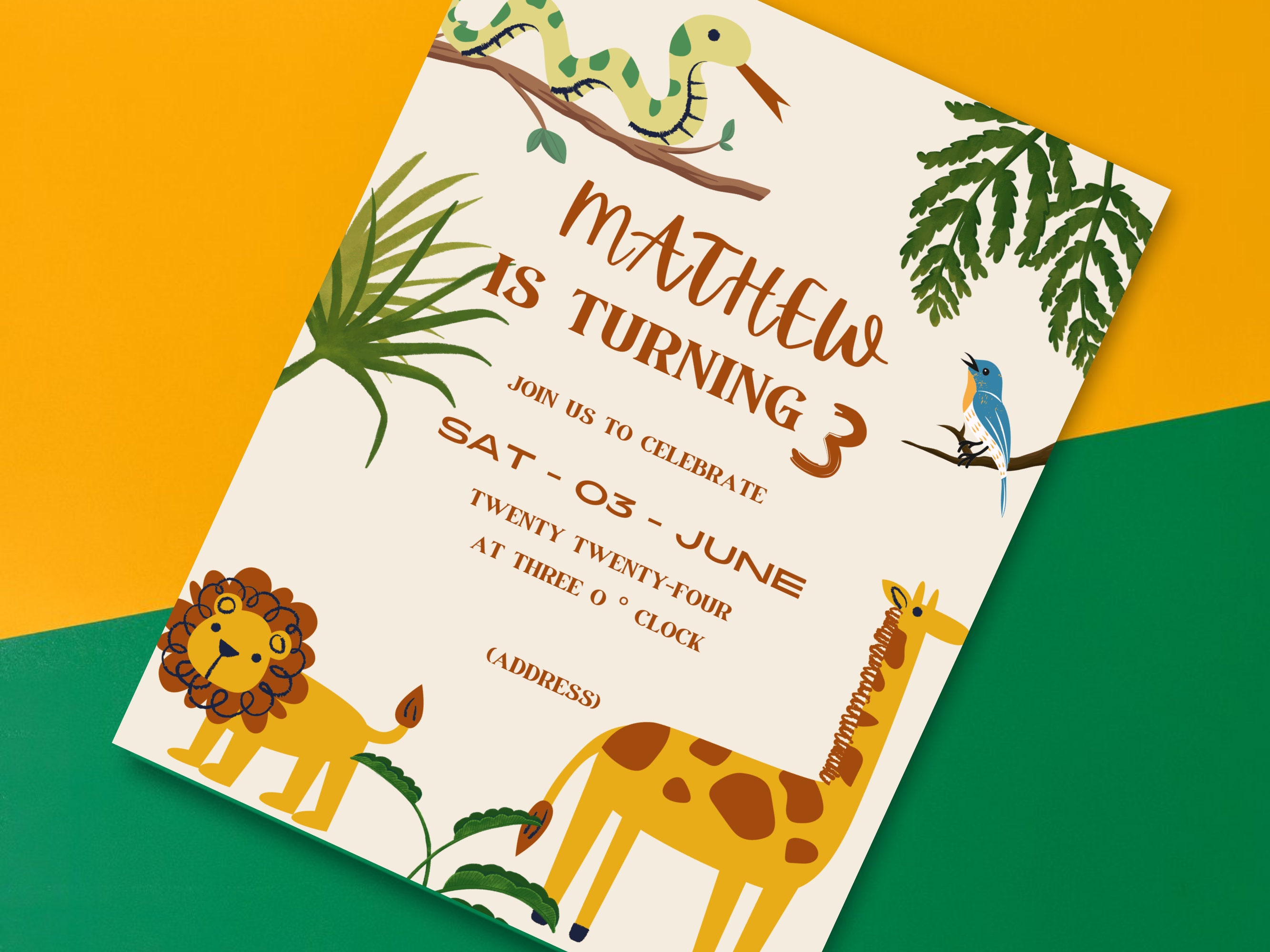 Wild Animals Birthday Invitation, Custom Birthday Invite, Digital ...