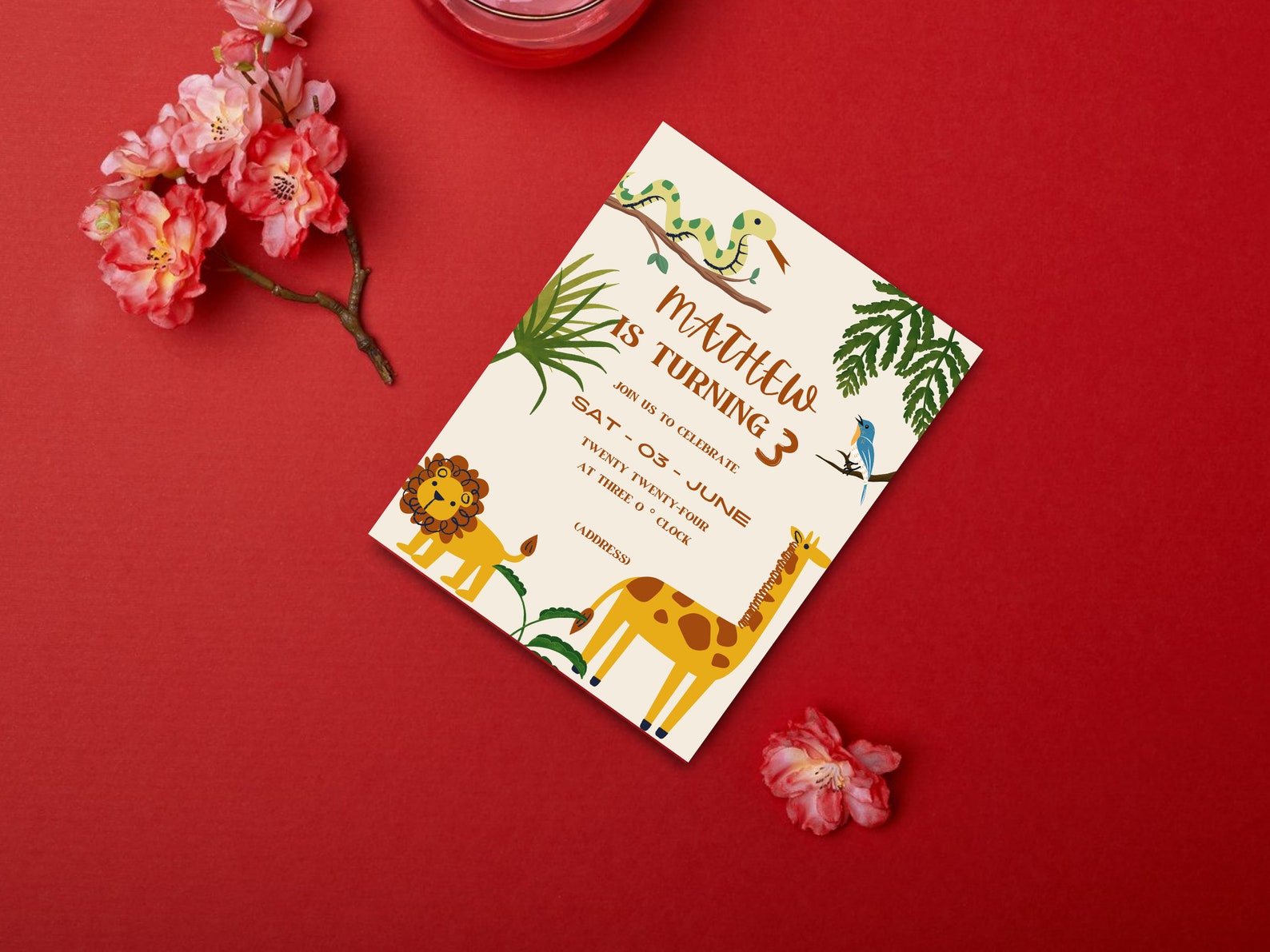Wild Animals Birthday Invitation, Custom Birthday Invite, Digital ...