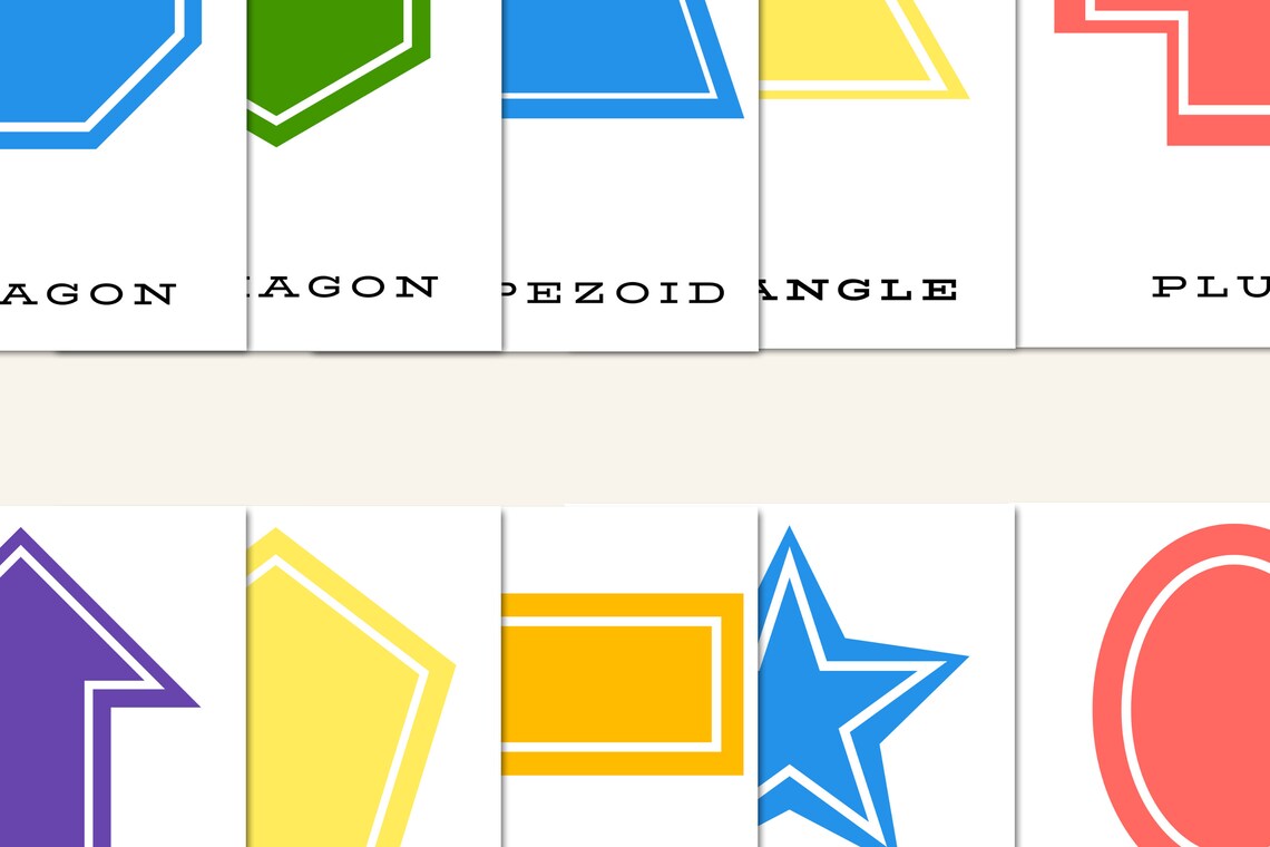 15 Shapes Flash Cards, Homeschool Printables, Montessori, Preschool ...