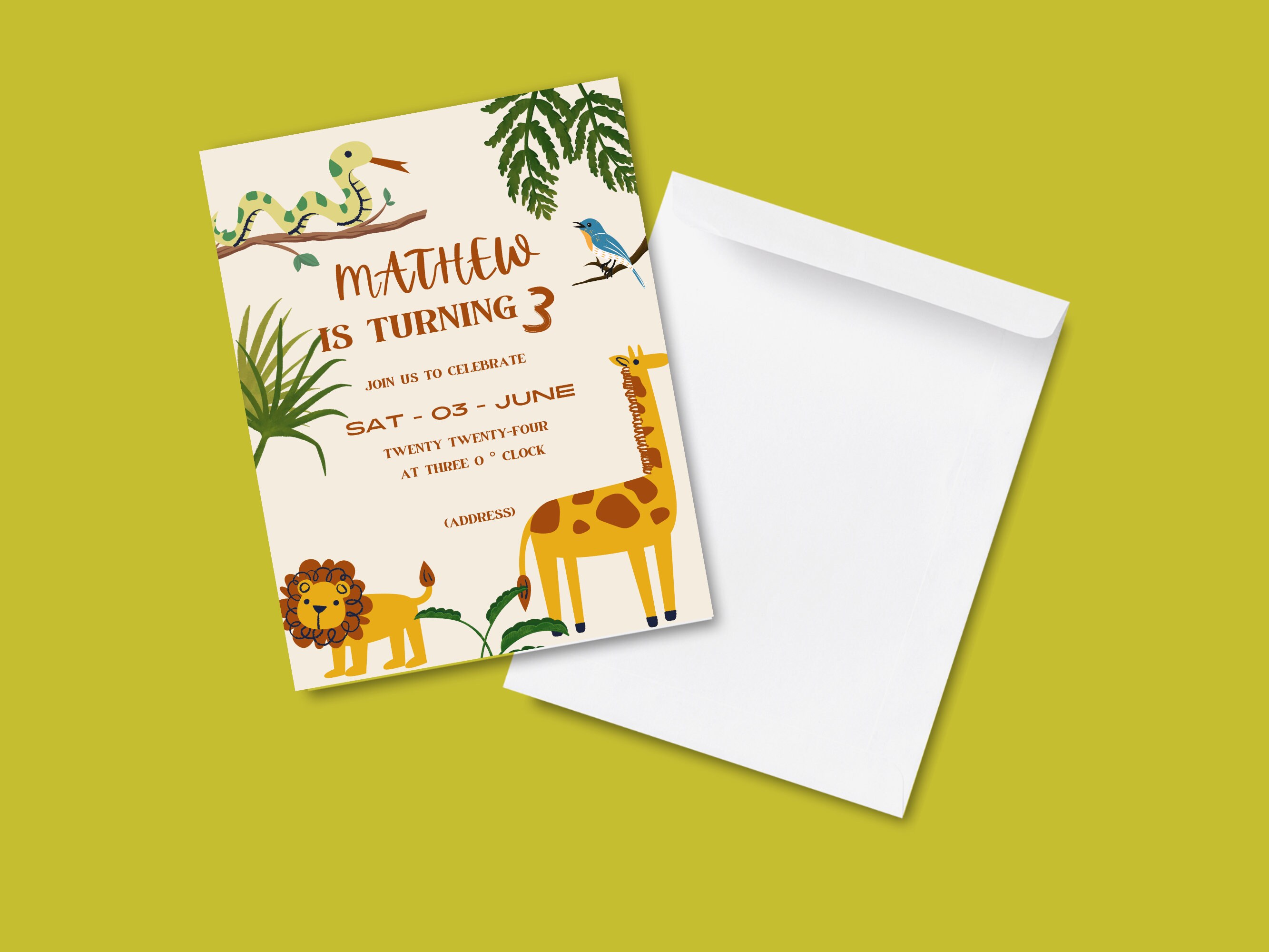 Wild Animals Birthday Invitation, Custom Birthday Invite, Digital ...
