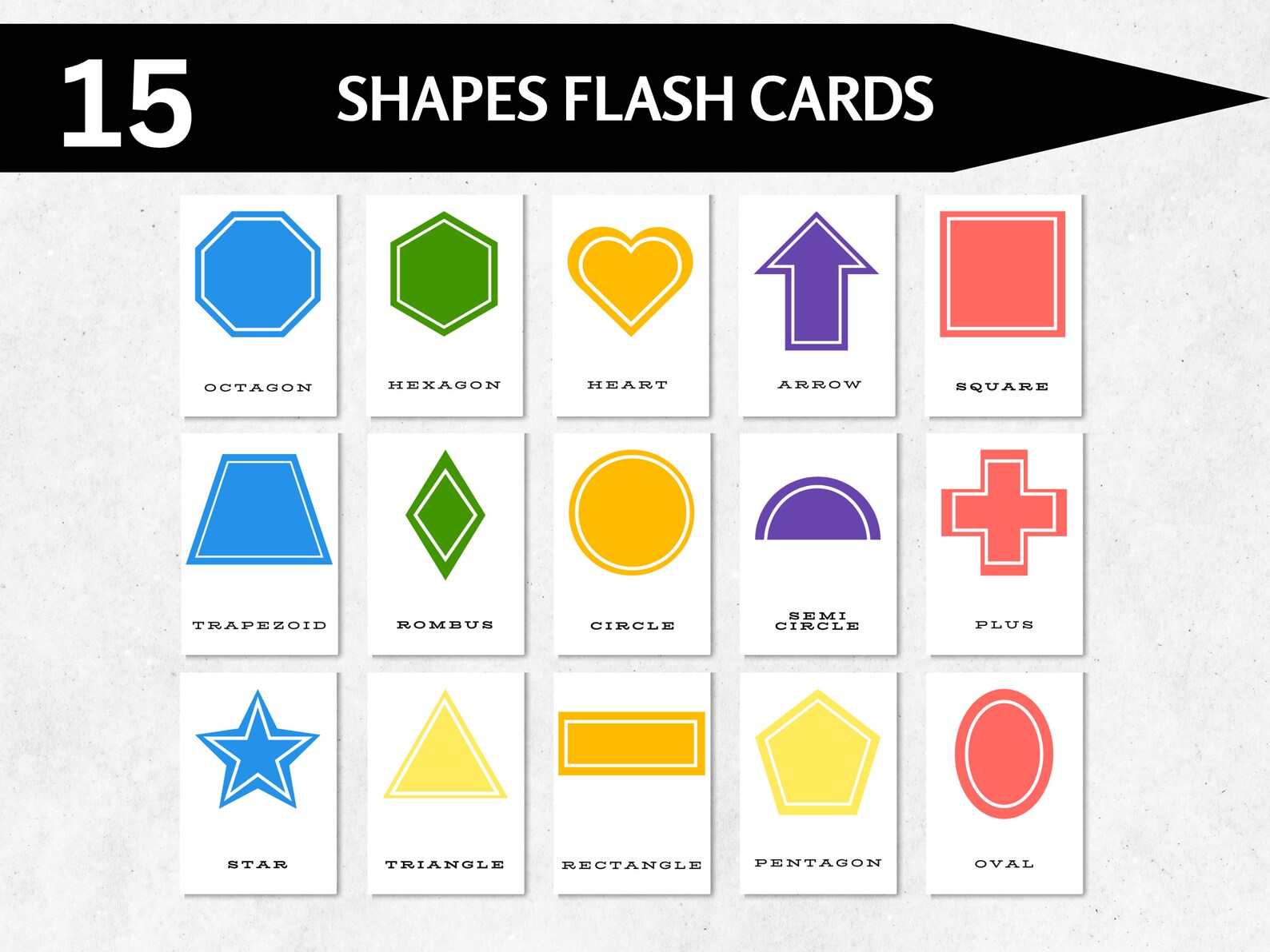 15 Shapes Flash Cards, Homeschool Printables, Montessori, Preschool ...