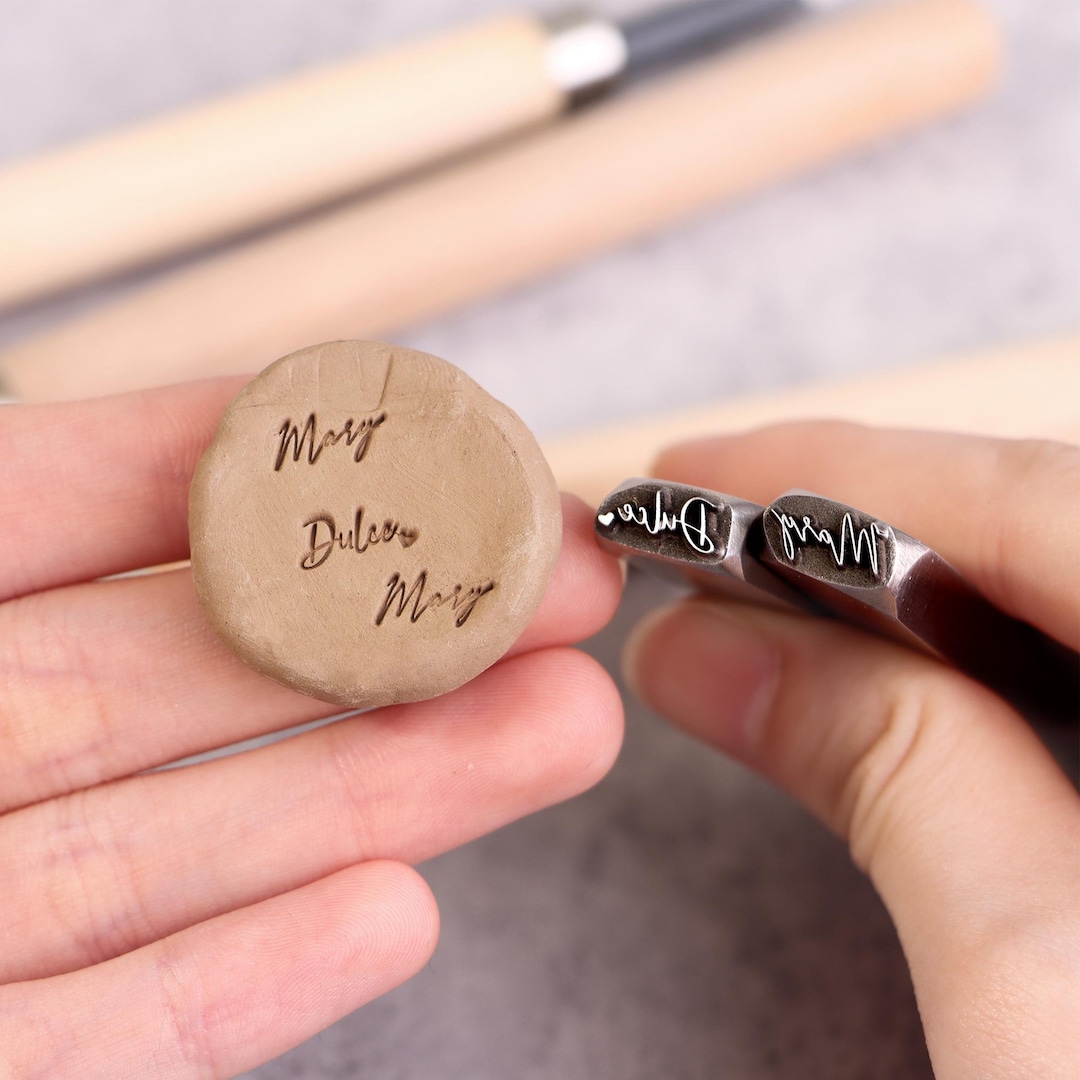 Custom Name Pottery Stamp, Pottery Signature Stamp, Polymer Clay Stamp ...