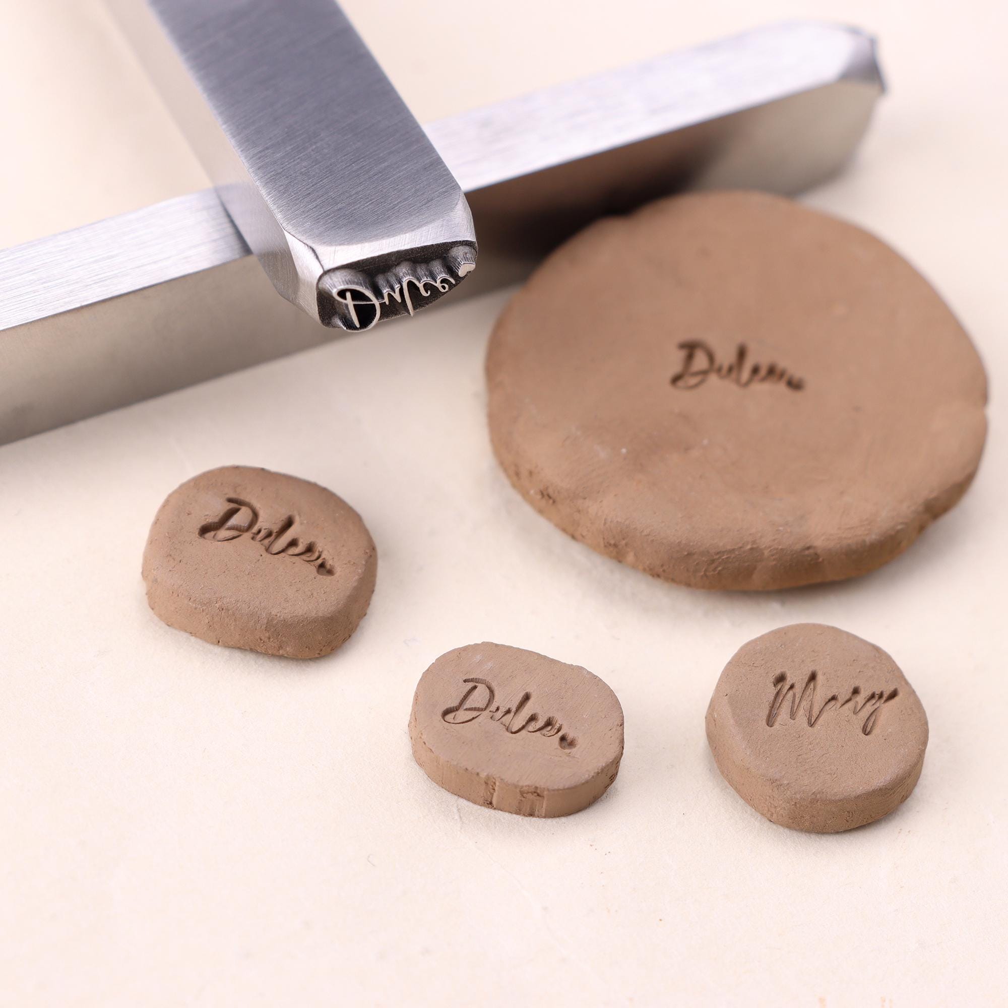 Custom Tiny Metal Pottery Stamp, Personalised Clay Signature Stamp ...
