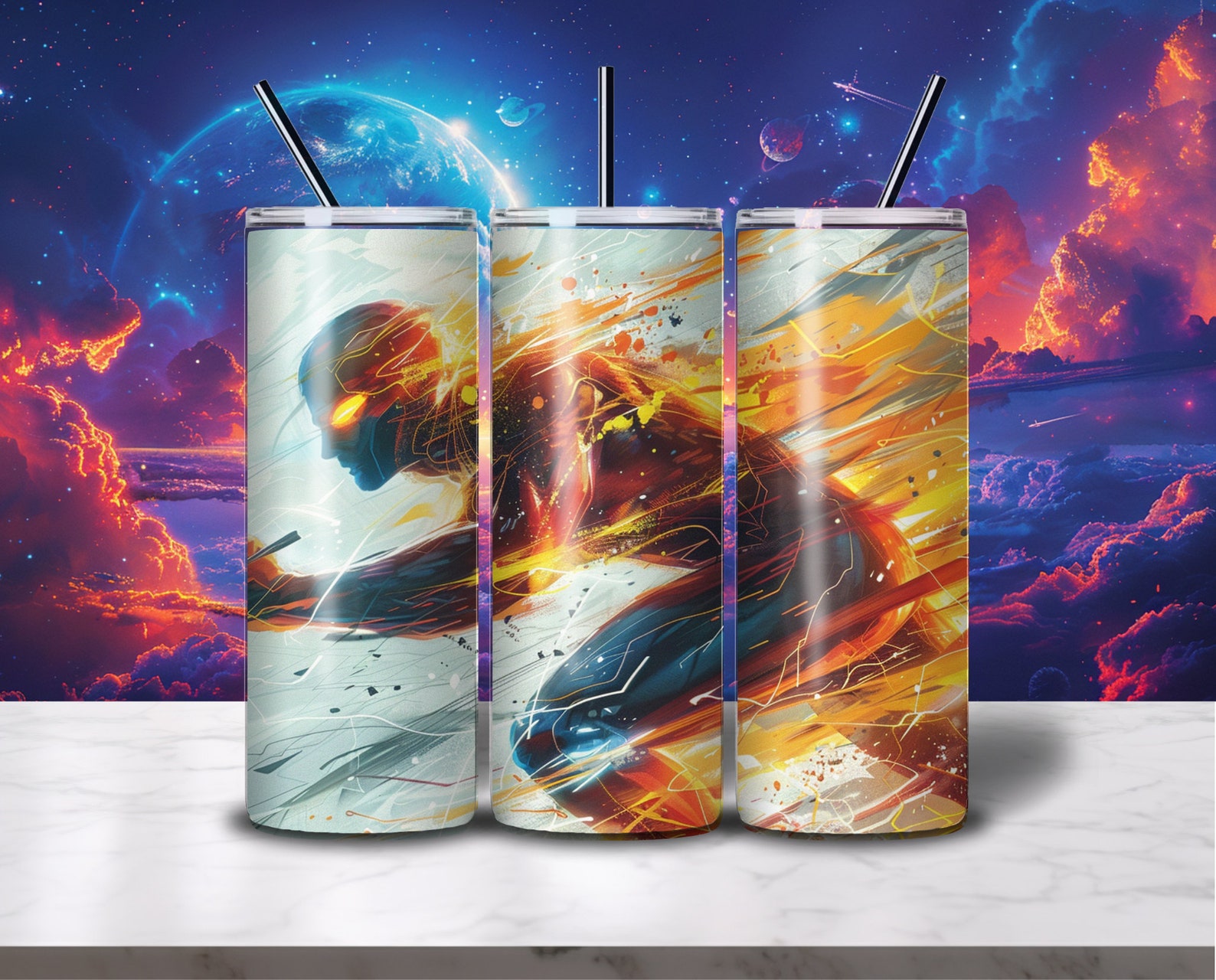 Man Speedster Dash Hero Tumbler Wrap Watercolor Speed Streaks 20oz ...