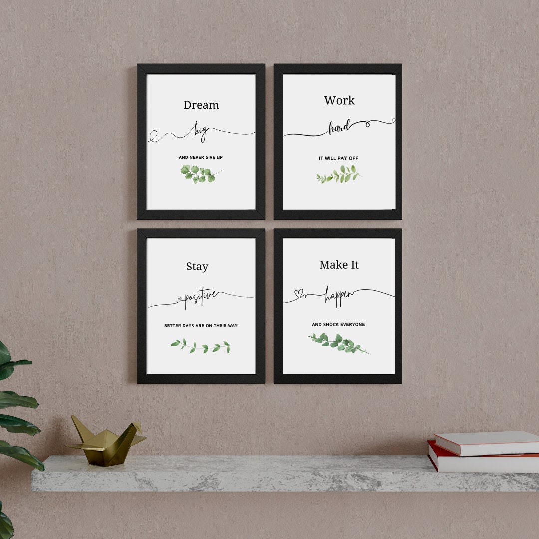 Four Minimalist Positive Quote Digital Designs for Photo Frames & Wall ...