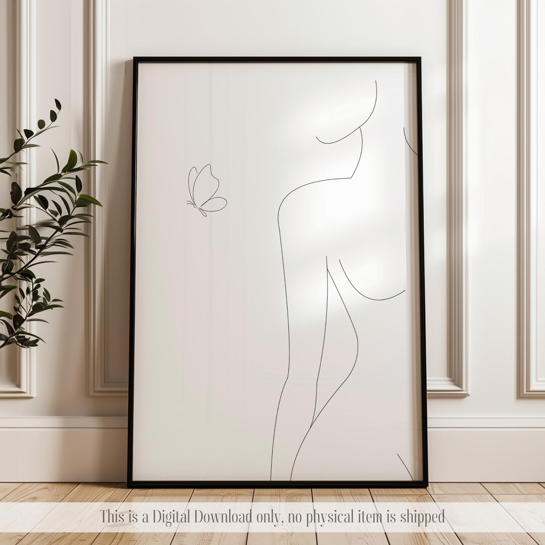 Female Figure With Butterfly | Printable Wall Art | Digital Download ...