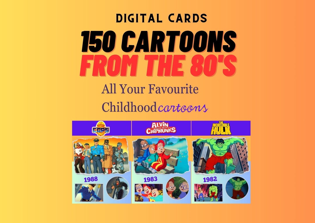 150 Cartoons From the 80's digital Cards - Etsy