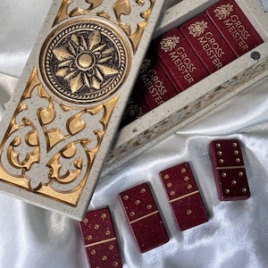 Red Stone Dominoes Set With Case, Custom Dominoes Set, Premium Gift for ...