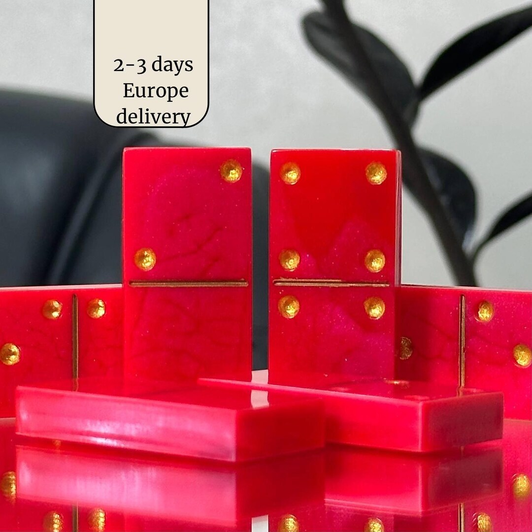 Completely Handmade Pink Epoxy Dominoes With Case, Epoxy Resin Domino ...