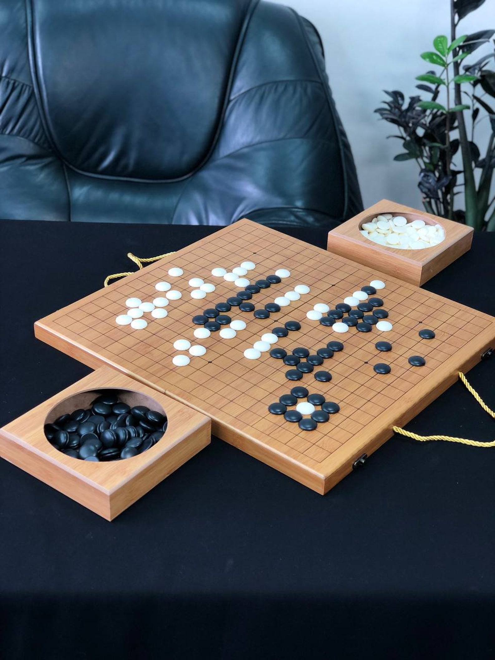 Go Board Game With Bowls and Stones, Chinese Go Game, Go Bowls, Classic ...