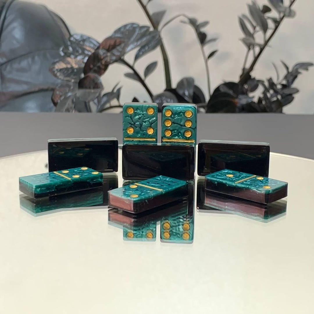 Epoxy Resin Dominoes Set, Outdoor Games, Emerald&gold Dominoes Set ...
