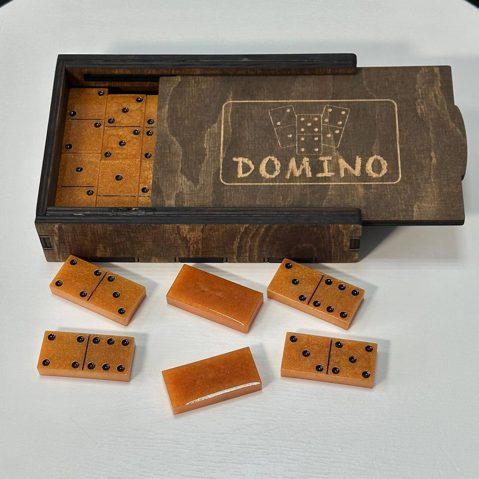 Completely Handmade Yellow Epoxy Dominoes With Case, Epoxy Resin Domino ...