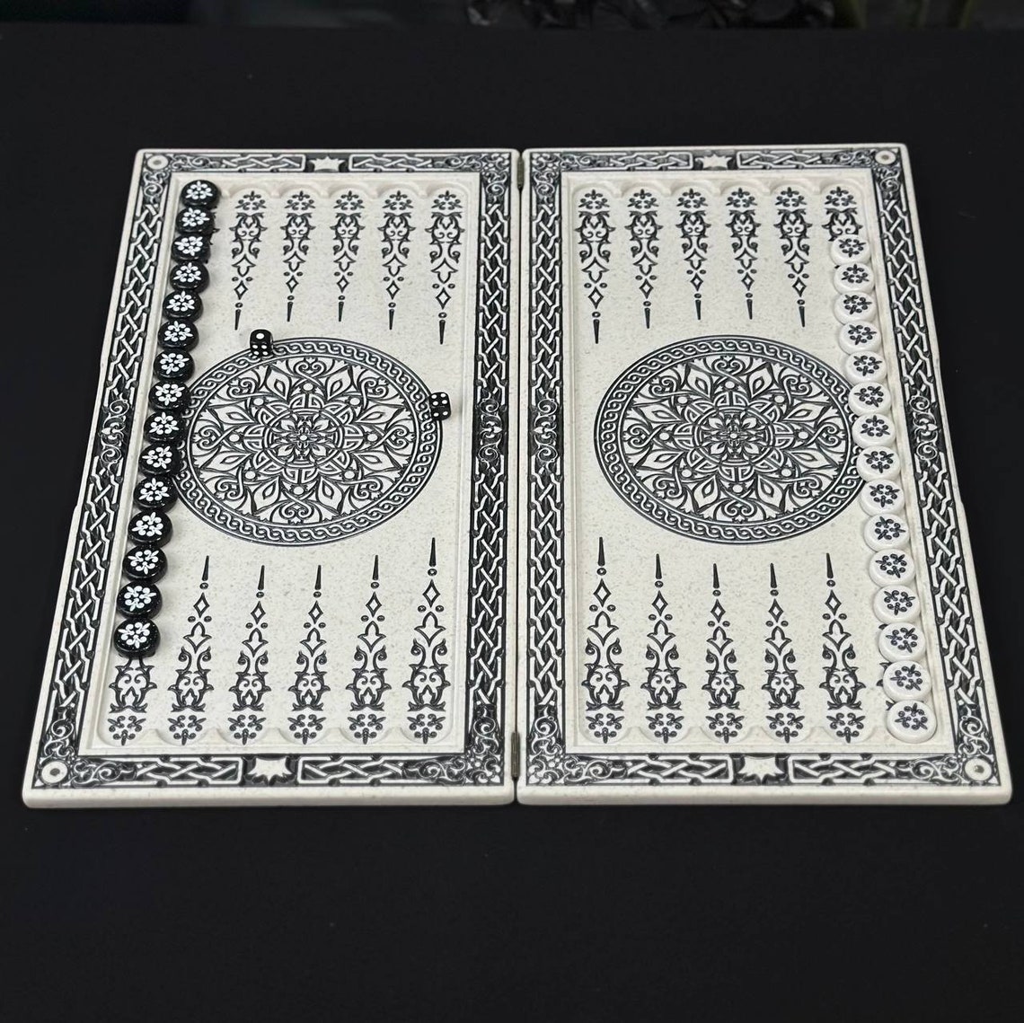 Classic Acrylic Stone Chess Backgammon Checkers Set With Case, No ...