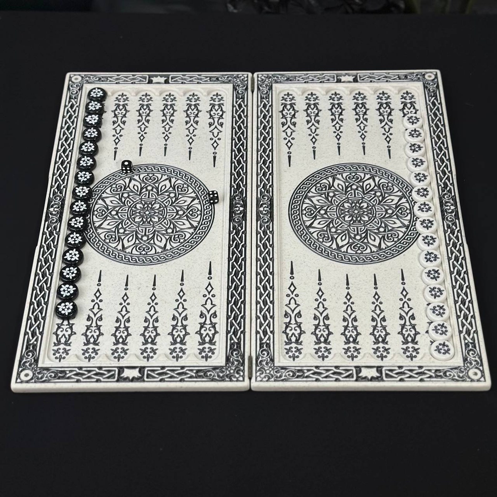 Classic Acrylic Stone Chess Backgammon Checkers Set With Case, No ...