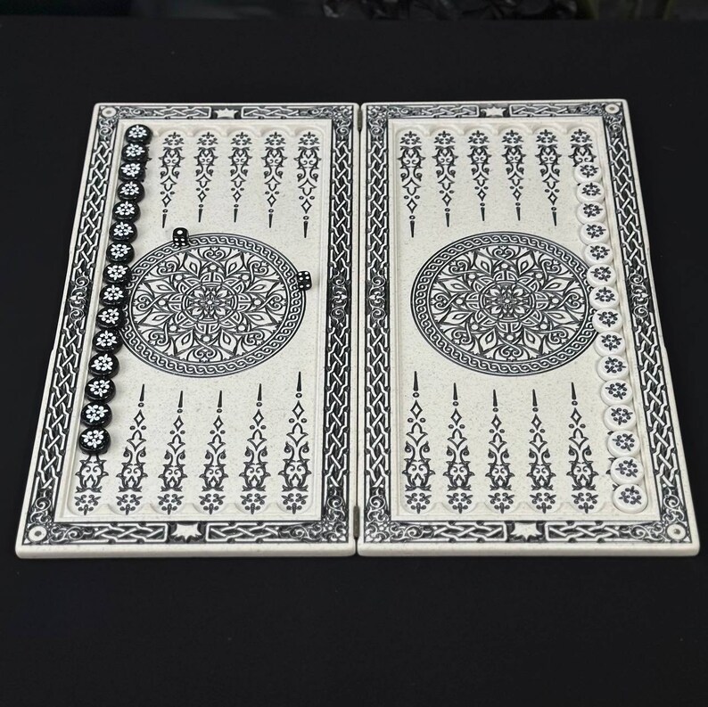 Classic Acrylic Stone Chess Backgammon Checkers Set With Case, No ...