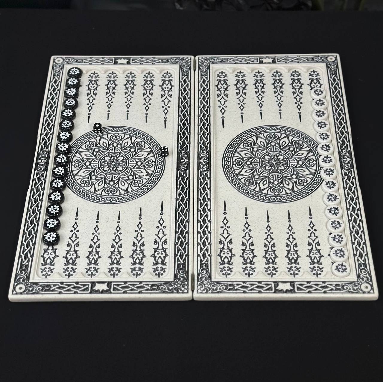 Classic Acrylic Stone Chess Backgammon Checkers Set With Case, No ...