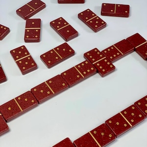 Red Stone Dominoes Set With Case, Custom Dominoes Set, Premium Gift for ...