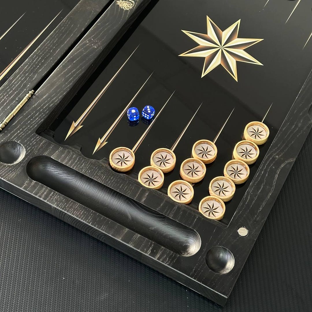 Large Glass&wood Backgammon "star", Tabletop Game Board and Home Decor ...