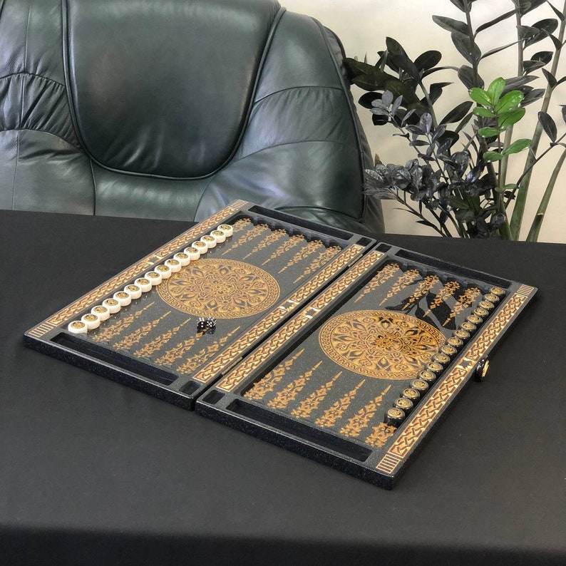 Exclusive No Analogues in the World Acrylic Stone Backgammon Set, Stylized Game Board With ...